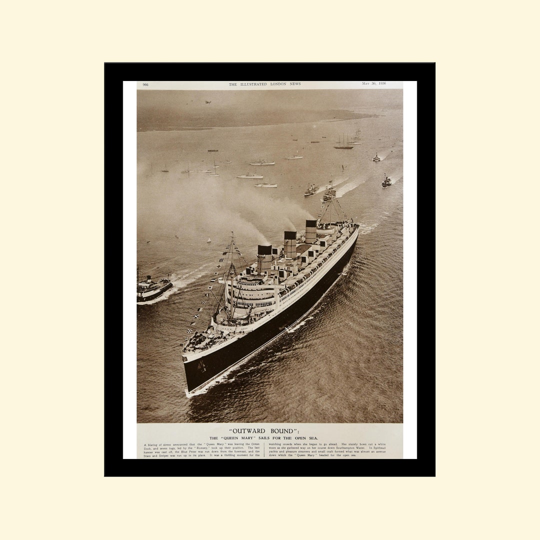Vintage 1930s Queen Mary Maiden Voyage Ad Framed, Retro Luxury Cruise ...