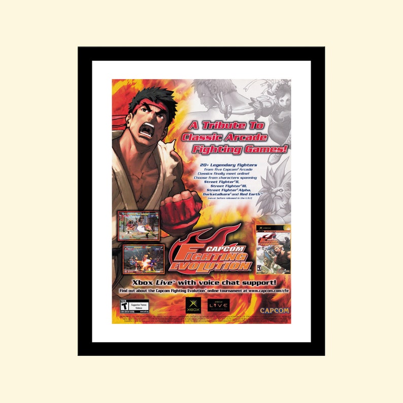 Vintage 2000s Capcom Fighting Evolution Video Game Ad Framed, Retro ...
