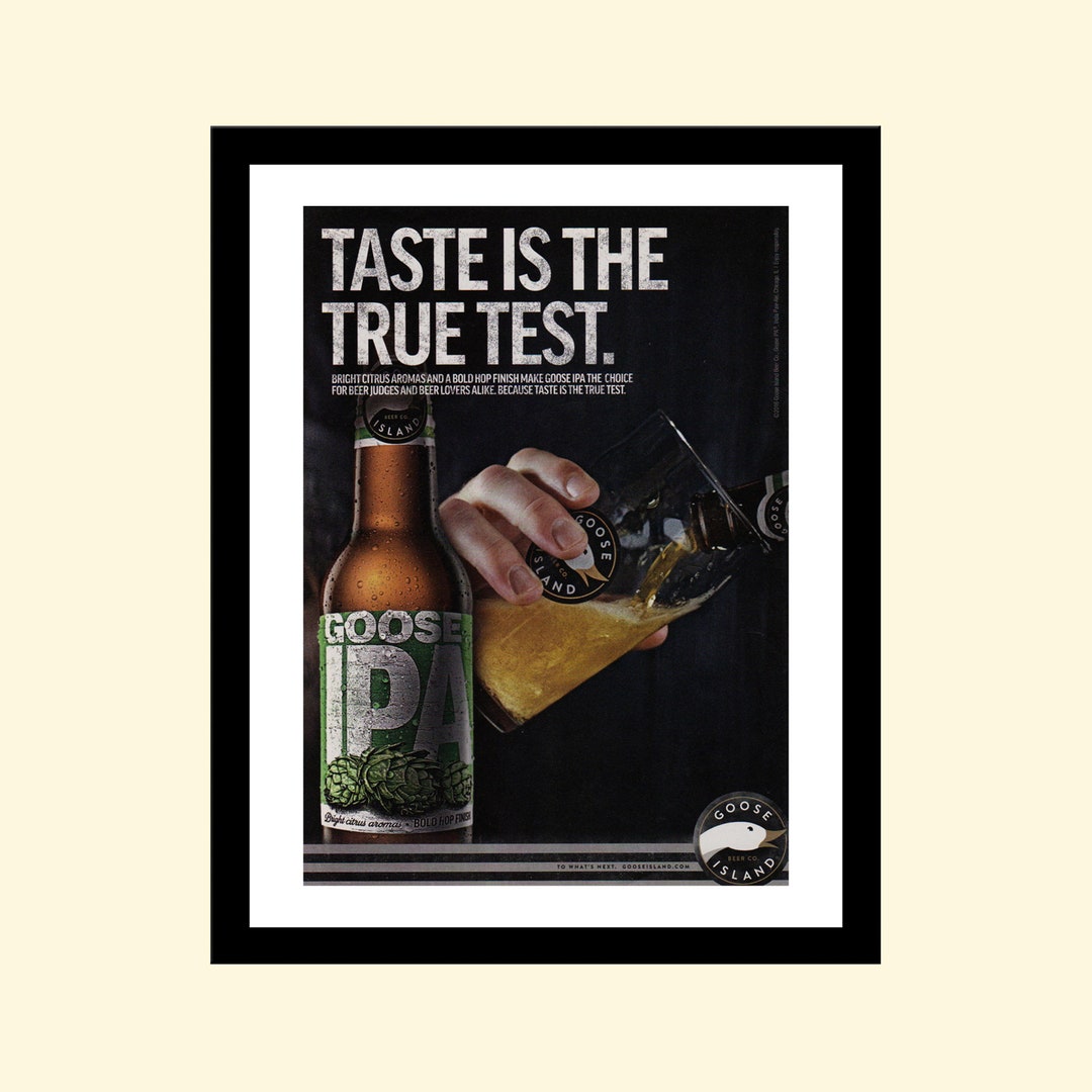 Vintage 2010s Goose Island IPA Beer Ad Framed, Retro Alcohol ...
