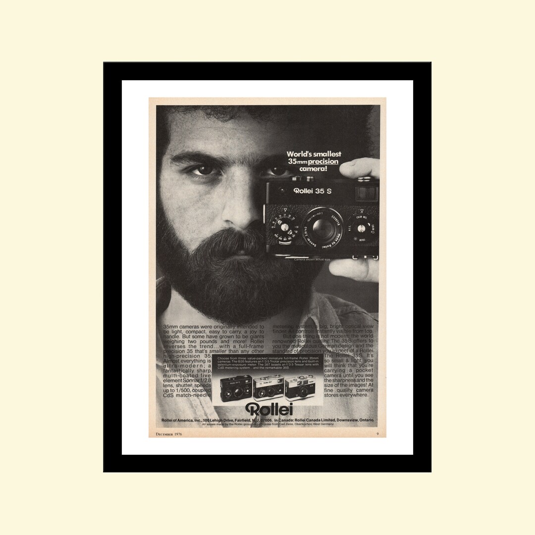 Vintage 1970s Rollei 35S Film Camera Ad Framed, Retro 35mm Photography ...