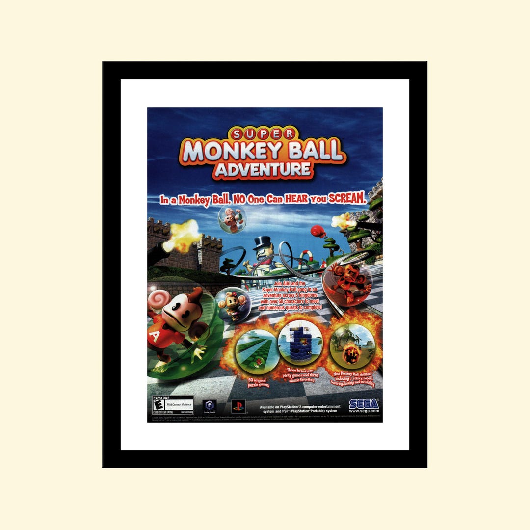 Vintage 2000s Super Monkey Ball Video Game Magazine Ad Framed, Retro ...
