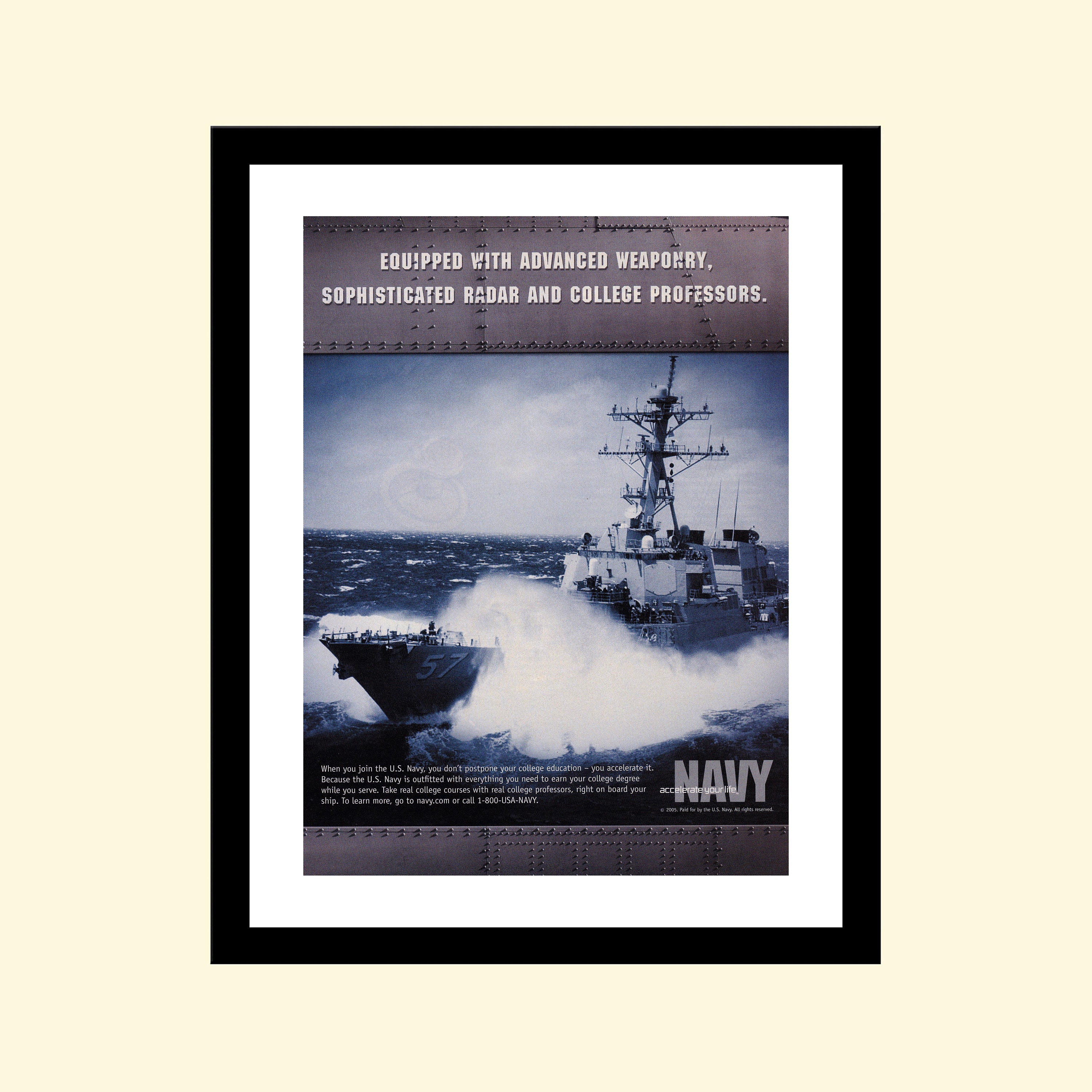 Vintage 2000s US Navy Military Recruiting Ad Framed, Retro ...