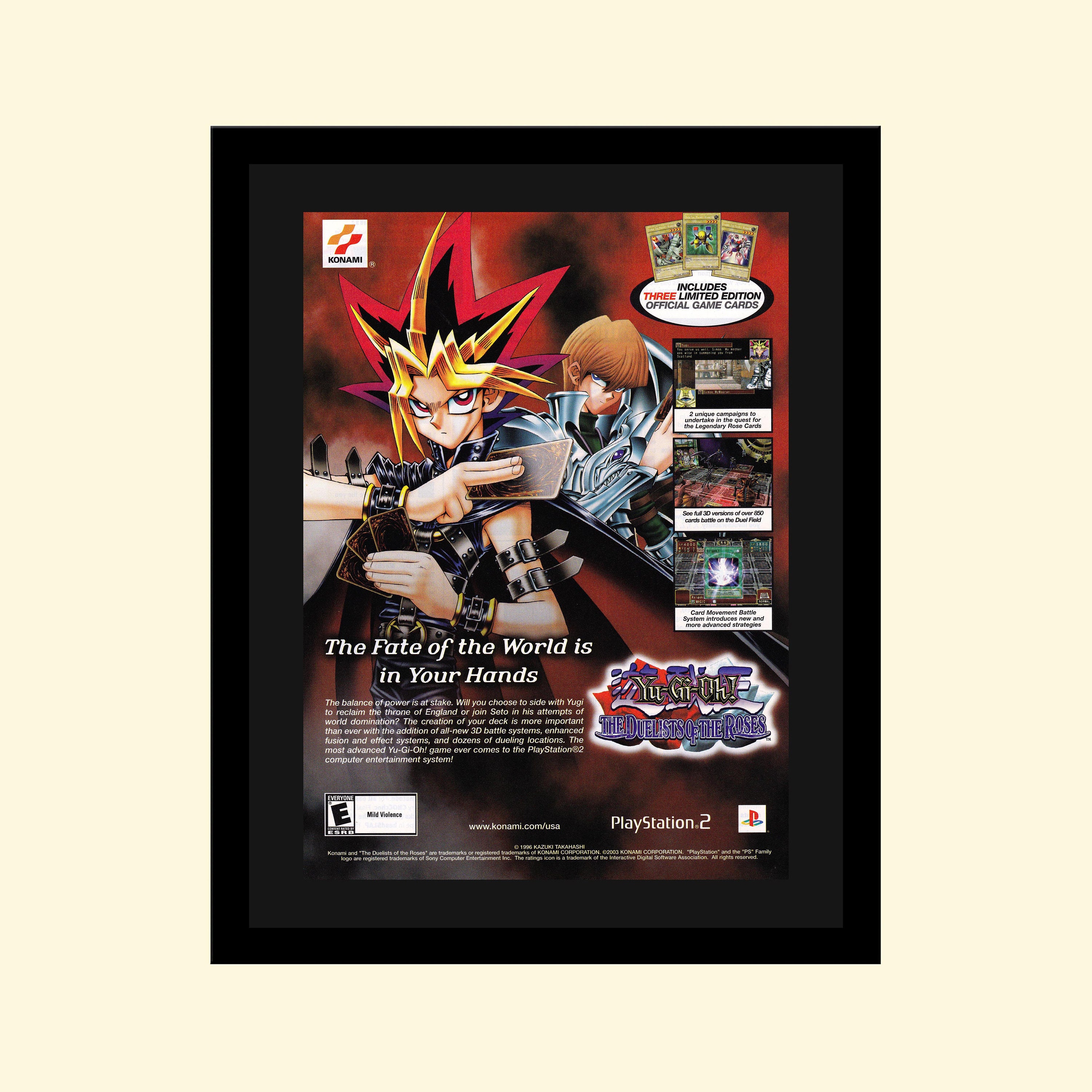 Vintage 2000s Yu-gi-oh the Duelists of the Roses Video Game Ad Framed ...