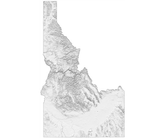Idaho State Shaded Relief Elevation Map High Resolution - Etsy