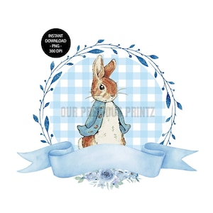 Peter Rabbit Blue Gingham Wreath PNG, Blue Jacket Peter Rabbit Blue ...