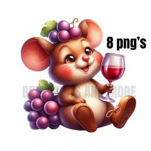 Funny Wine Drinking Mice 8 Pngs, Mouse and Grapes Clip Art, Wine Mice ...