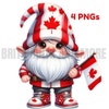 Set of 4 Canada Flag Gnomes PNG, Canadian Gnome Clip Art, Canada Day ...