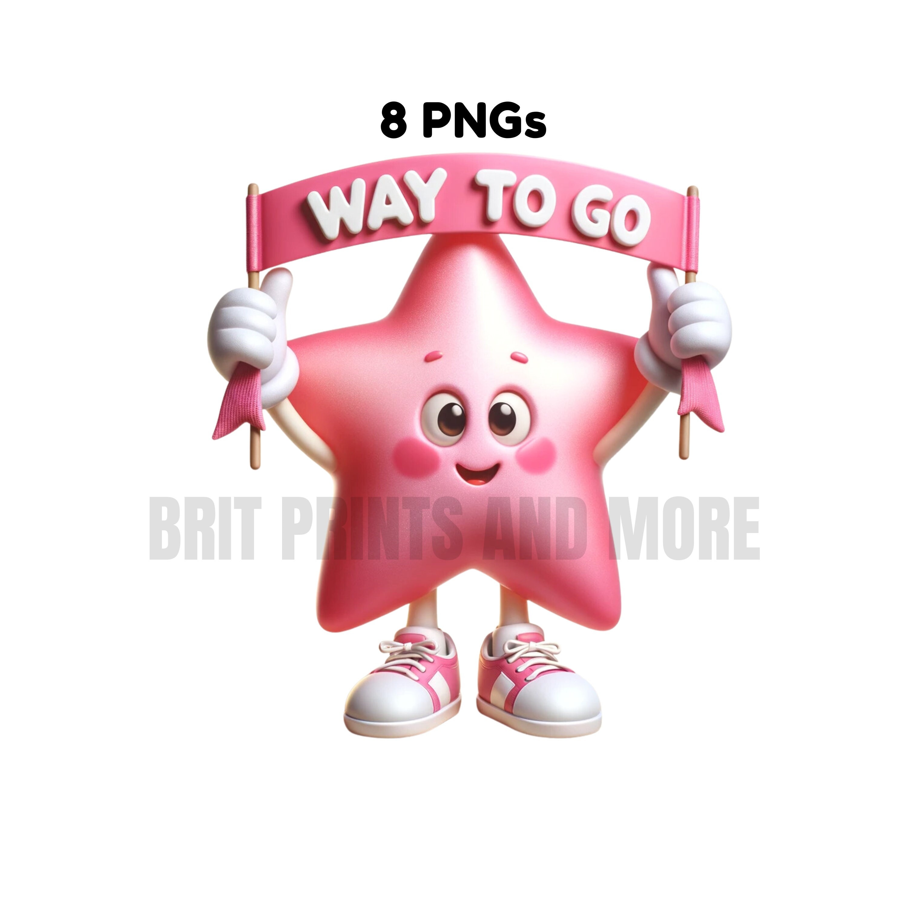 Set of 8 Motivational Cartoon Stars PNG, Encouragement Stars Clip Art ...