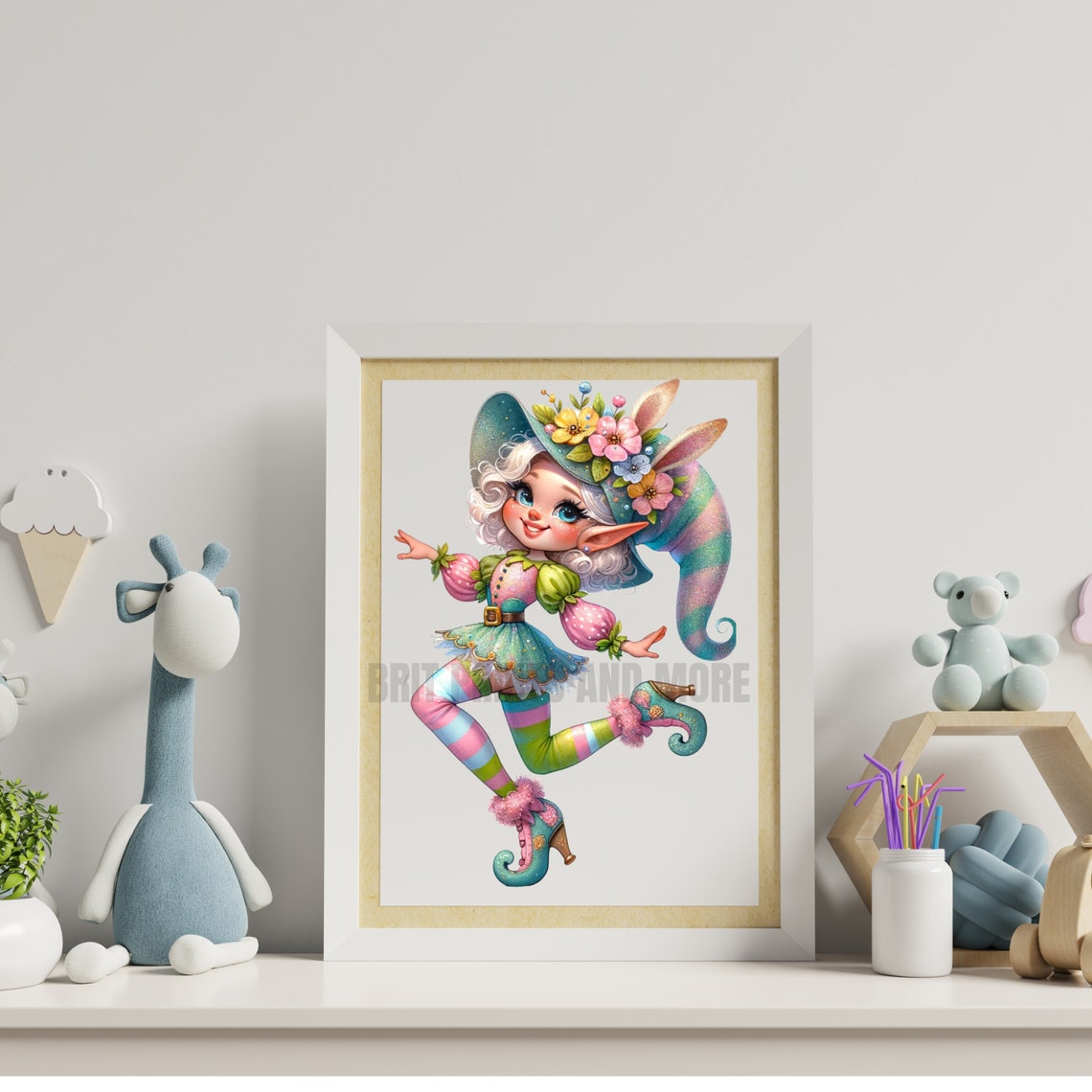 Set of 8 Whimsical Easter Elves PNG, Watercolor Elf Clip Art ...