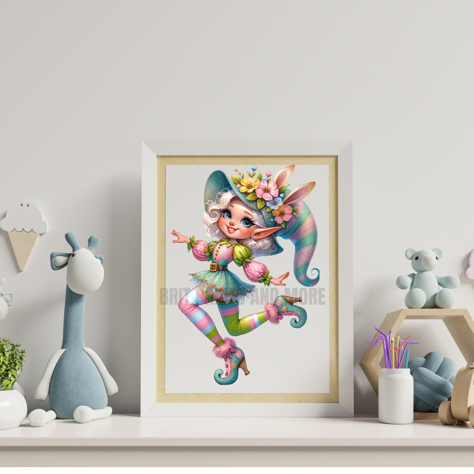 Set of 8 Whimsical Easter Elves PNG, Watercolor Elf Clip Art ...