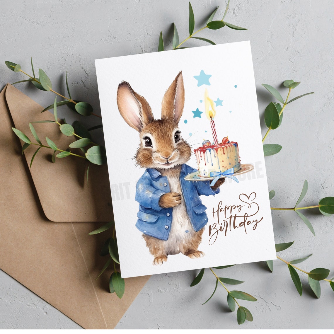 Peter Rabbit Birthday Cake PNG, Blue Jacket Peter Rabbit Happy Birthday ...