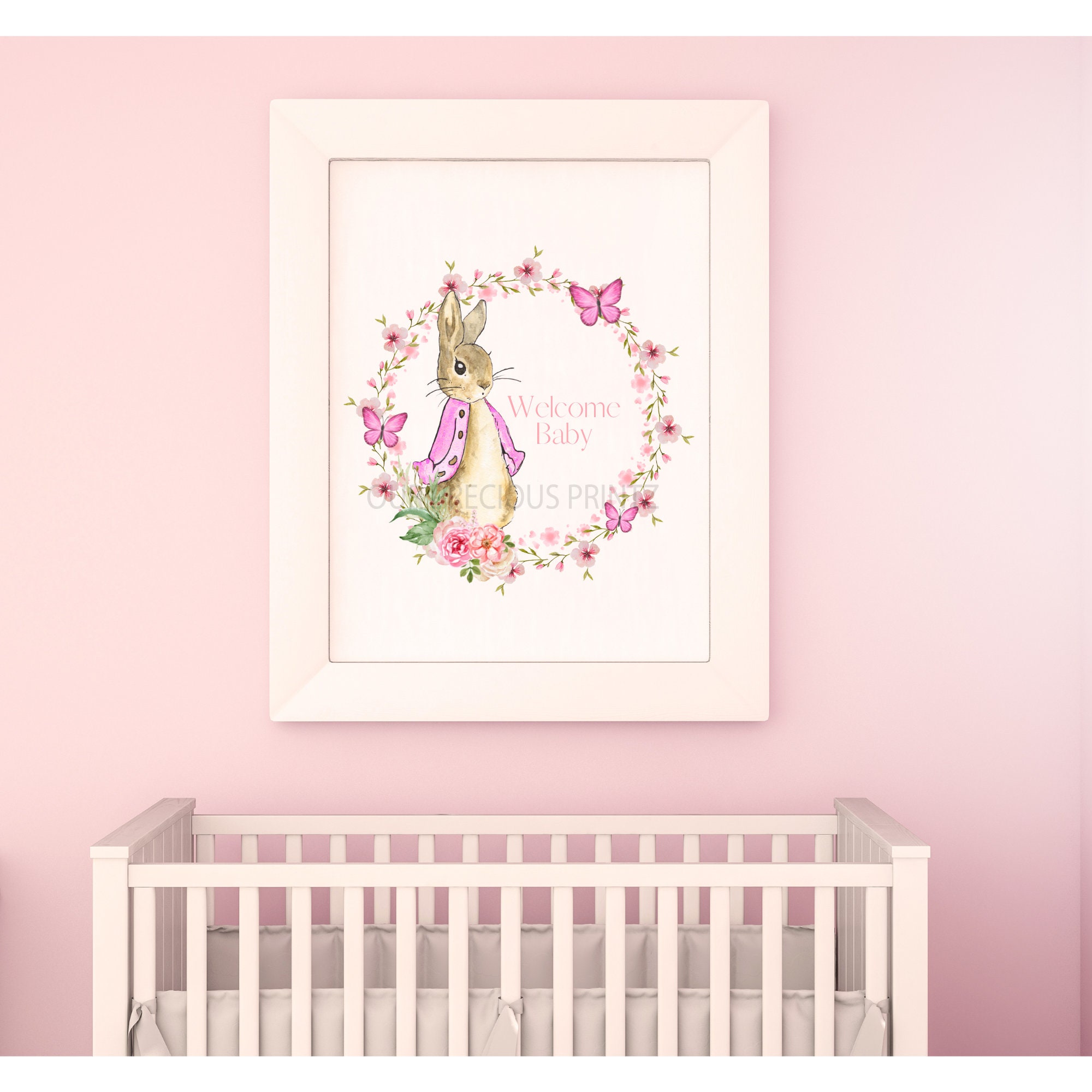 Flopsy Bunny Gold Wreath PNG, Pink Flopsy Rabbit Clip Art, Wreath ...