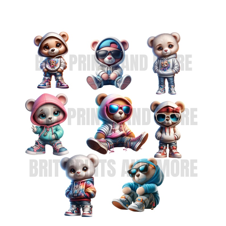 Cute Hip Hop Teddy Bears 8 PNG, Cool Girl Teddies Clip Art, Cool Boy ...