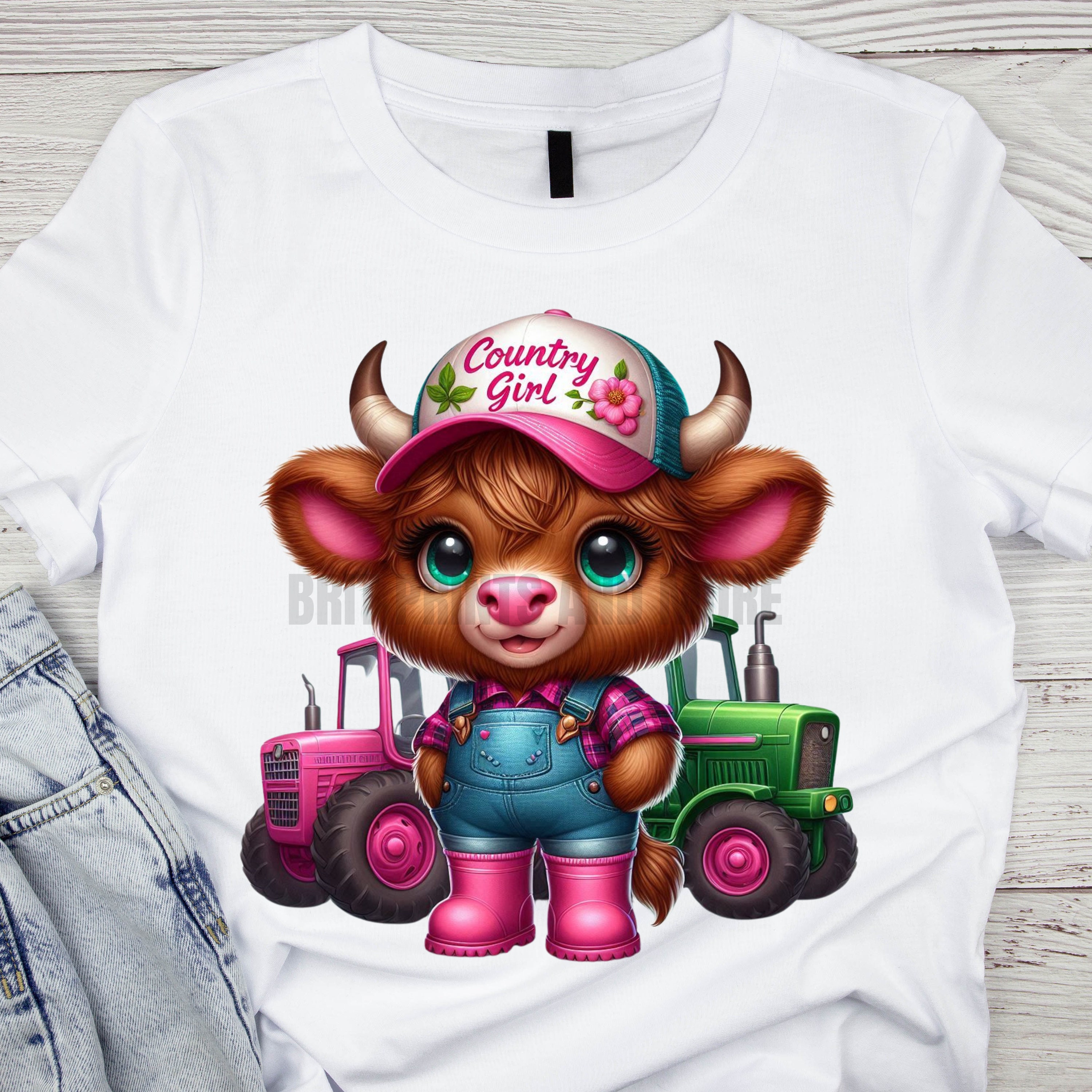 Country Girl Highland Cow PNG: Farm Life Clip Art (digital Download) - Etsy