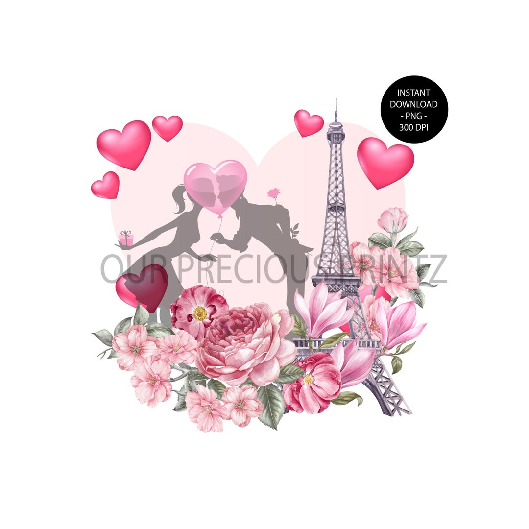Paris Hearts Couple PNG, Paris Eiffel Tower Heart Clip Art, Love ...