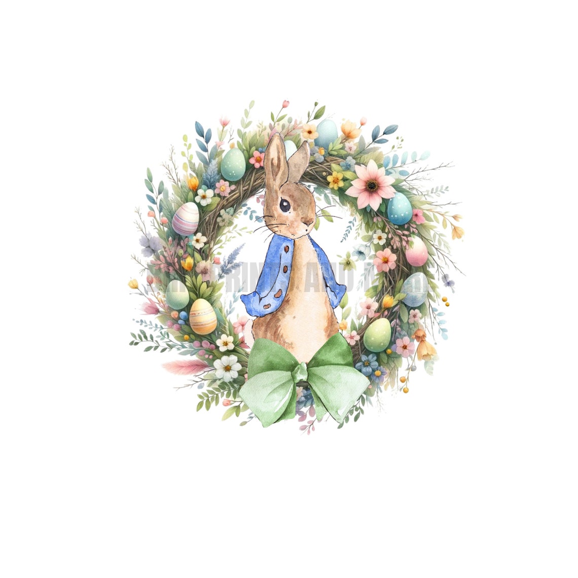 Peter Rabbit Blue Easter PNG, Blue Jacket Peter Easter Wreath Clip Art ...