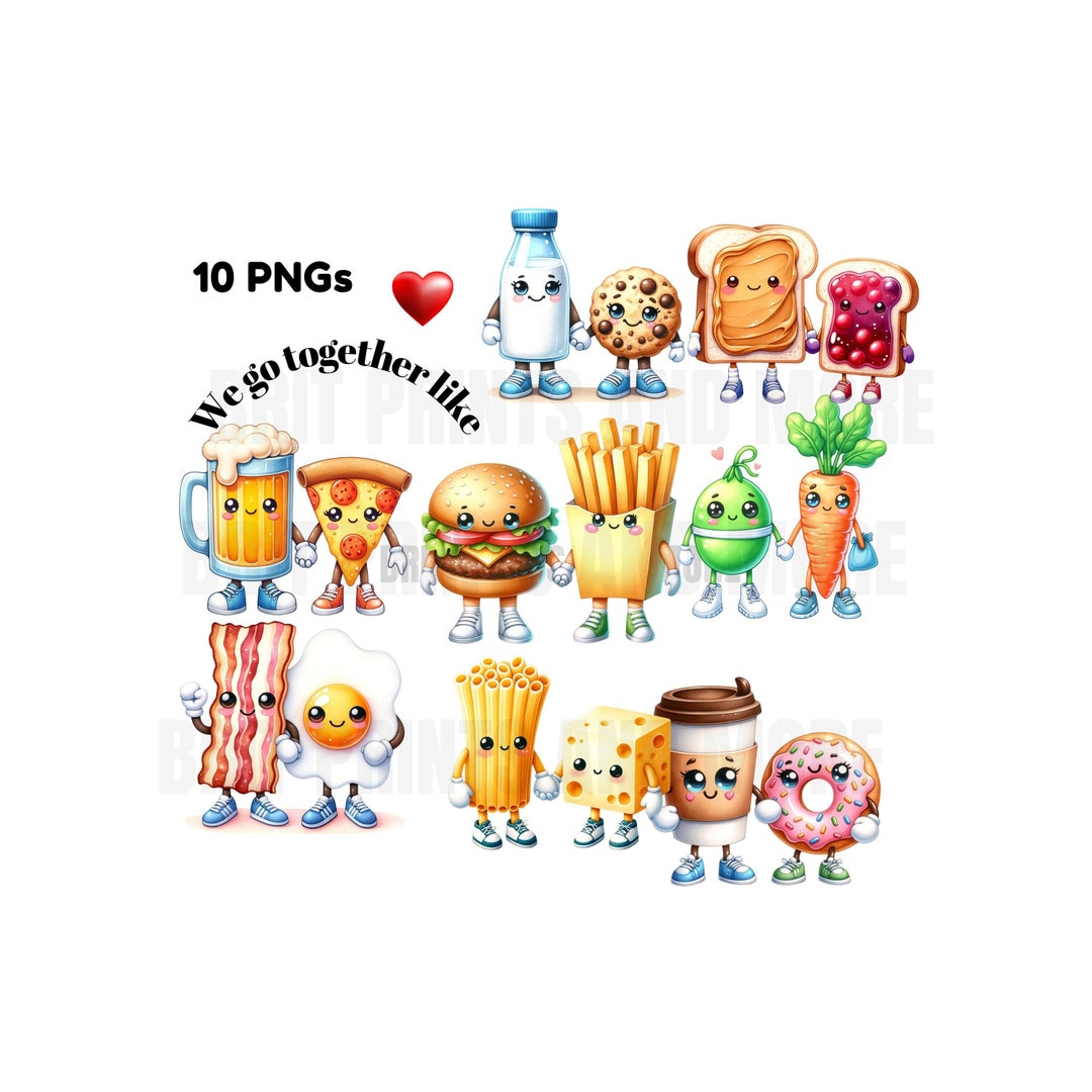 We Got Together Like, 10 Individual PNG, Food Pairs Clip Art, Food ...
