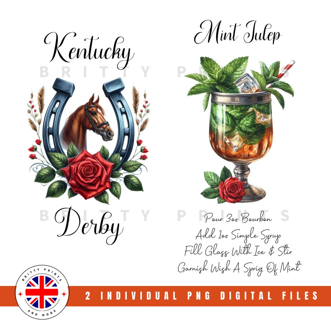 Kentucky Derby PNG, Mint Julep Clip Art, Horseshoe Sublimation ...