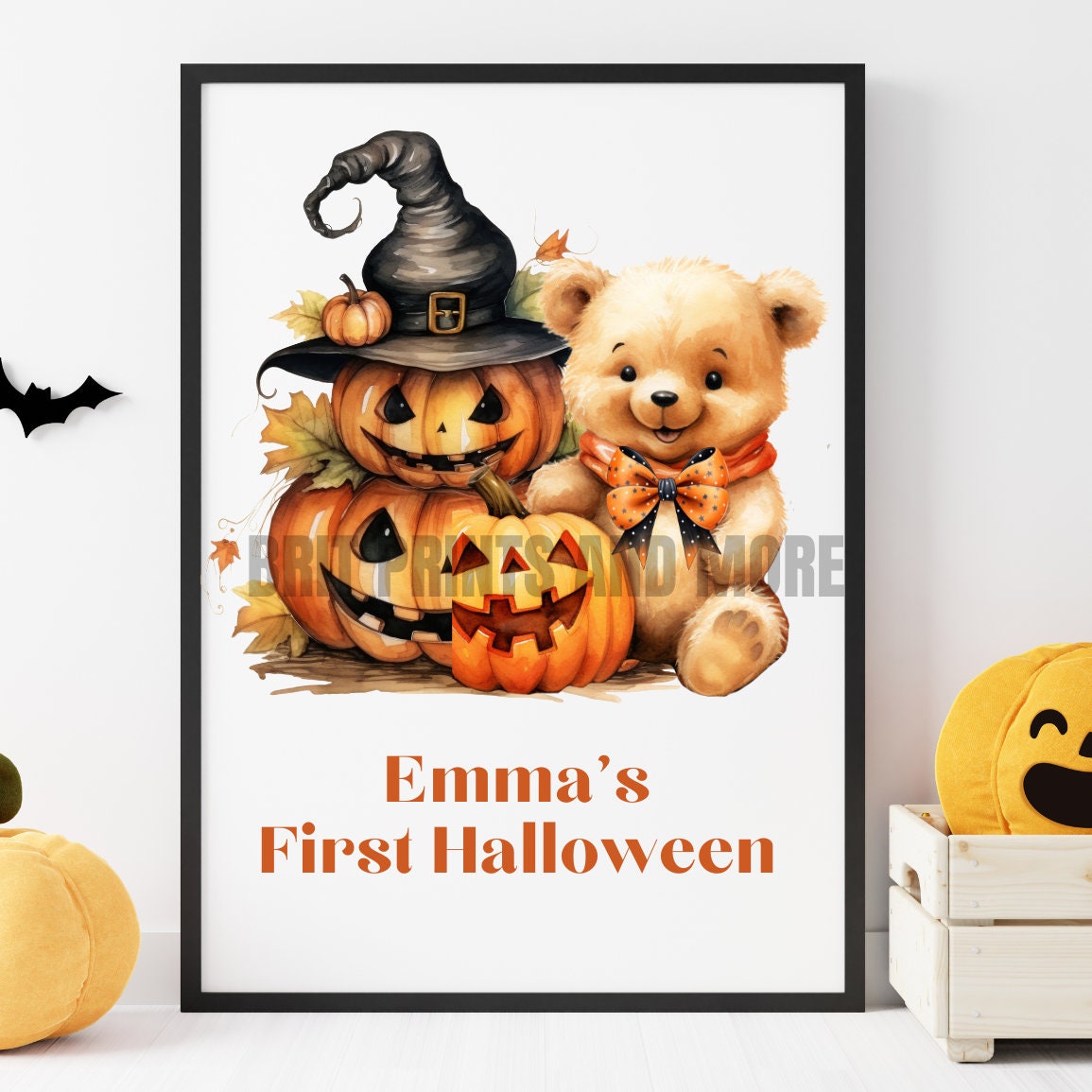 Teddy Bear Halloween Watercolor PNG, Halloween Teddy Pumpkin Clip Art ...
