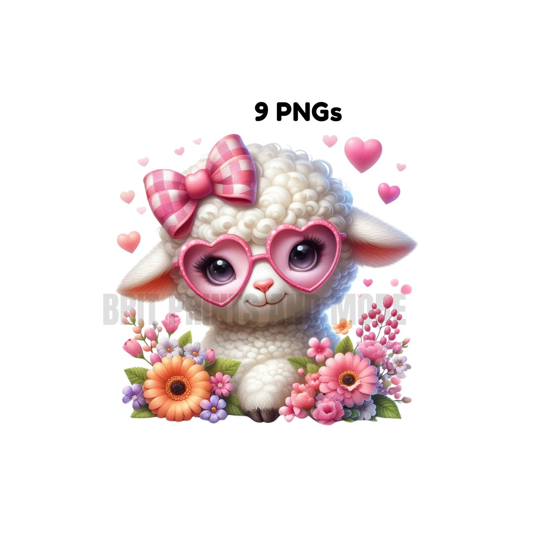Cute Lambs 8 Pngs, Baby Lambs Clip Art, Pig, Lambs and Flowers ...