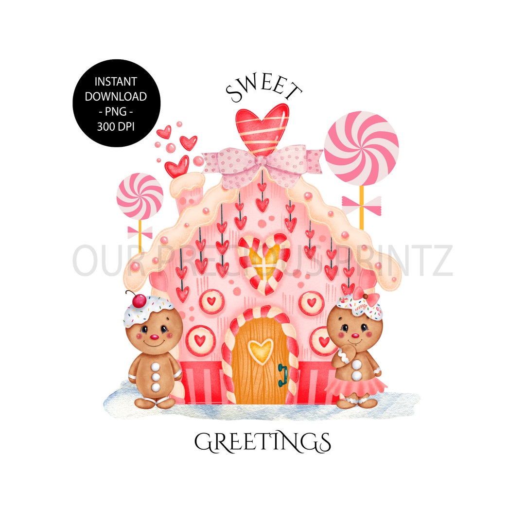 Pink Gingerbread House PNG, Pink Gingerbread Girl Clip Art, Candy Cane ...