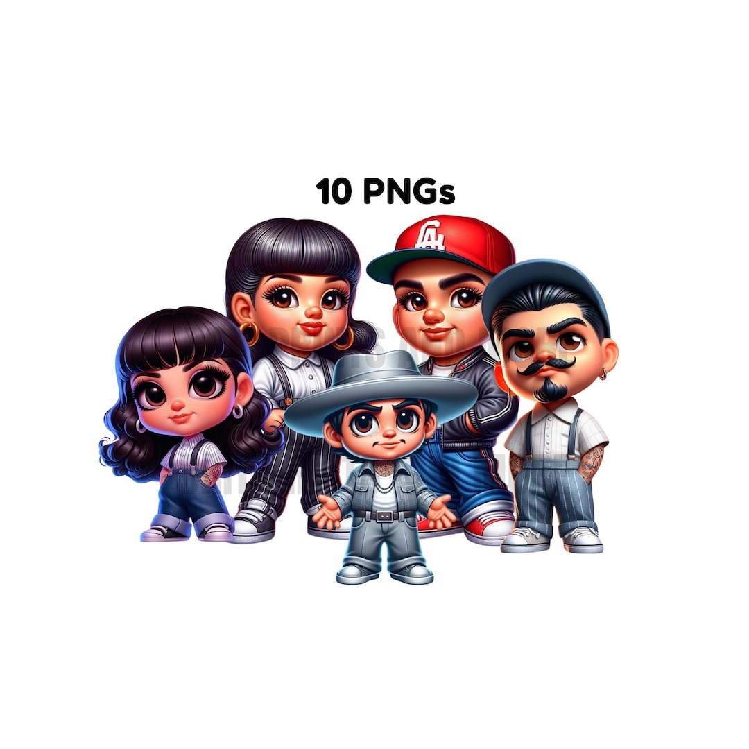 Set of 8 Chola Girls PNG, Cholo Clip Art, Cute Mexican Chicano ...
