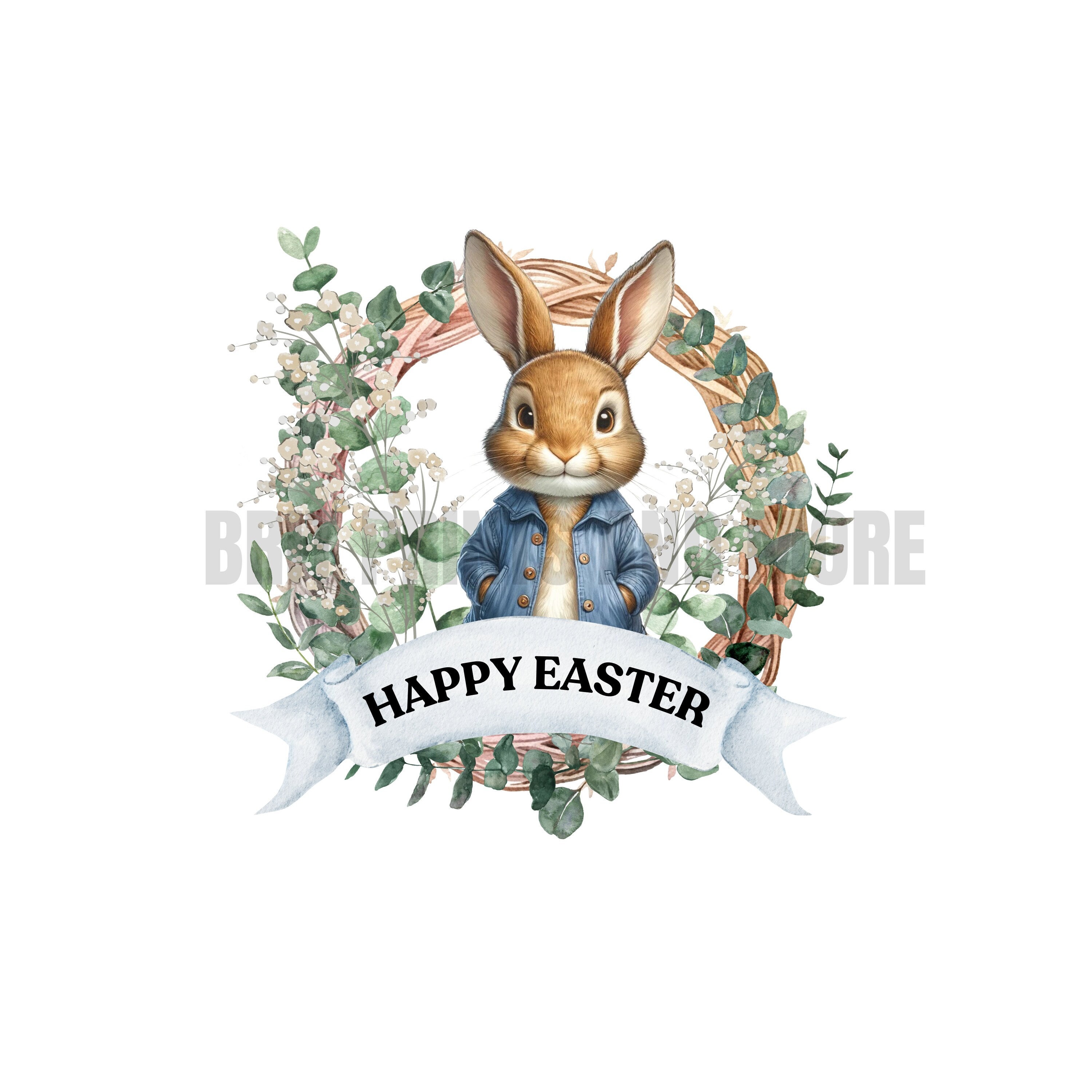 Easter Peter Rabbit Bunny Watercolor PNG, Cute Peter Rabbit Wreath ...