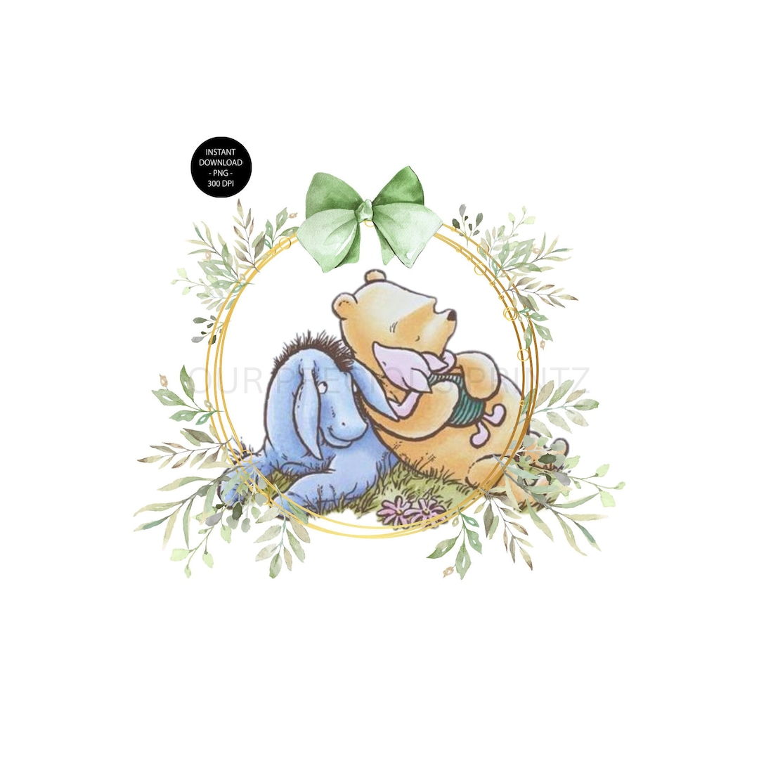 Classic Winnie-the-pooh Wreath Watercolor PNG, Classic-pooh Scene Clip ...
