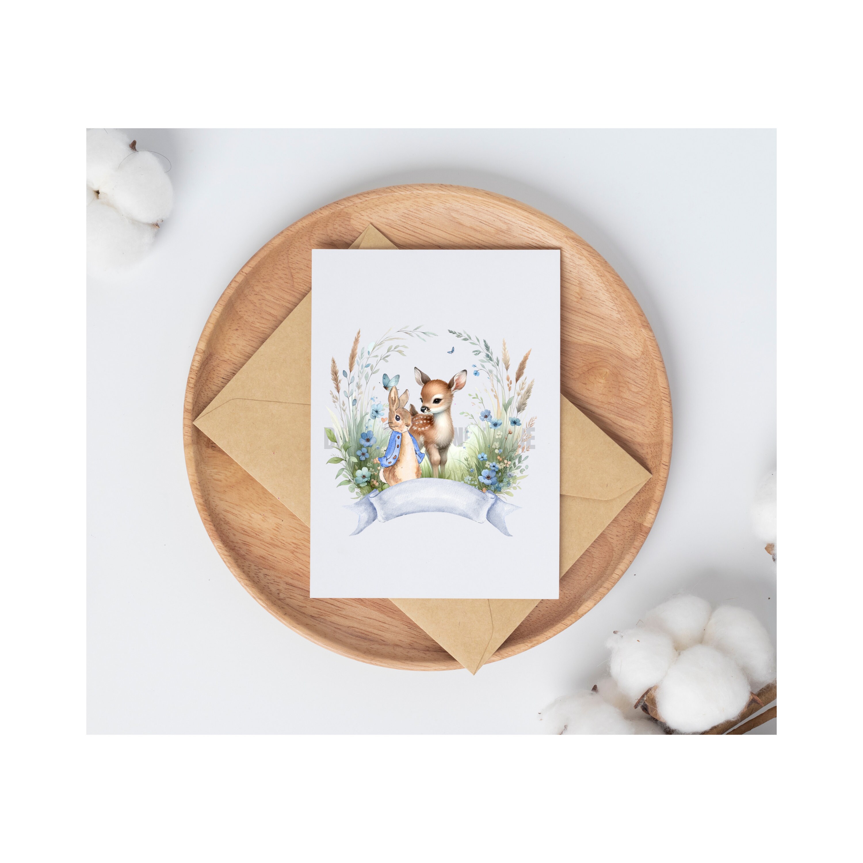 Peter Rabbit and Deer Blue Wreath PNG, Blue Jacket Peter Rabbit Floral ...