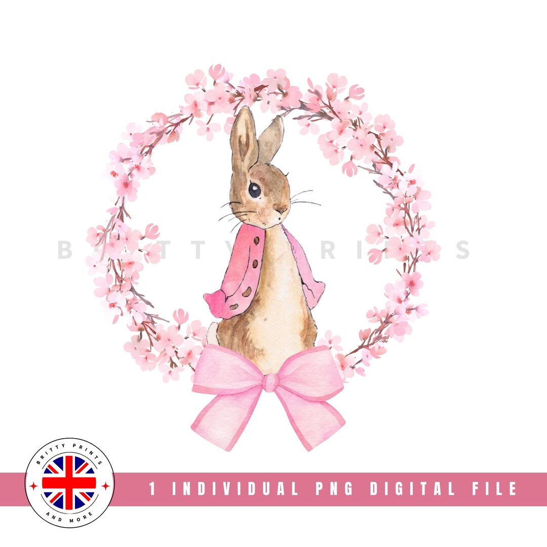 Flopsy Bunny Pink Wreath PNG: New Baby Clip Art (digital Download) - Etsy