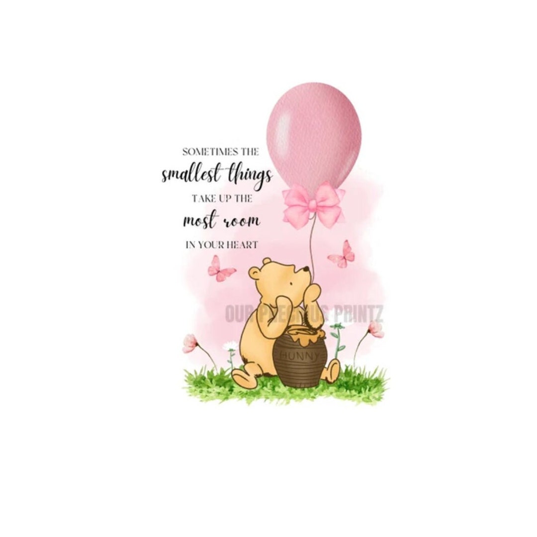 Classic Winnie-the-pooh Pink Balloon Watercolor PNG - Etsy