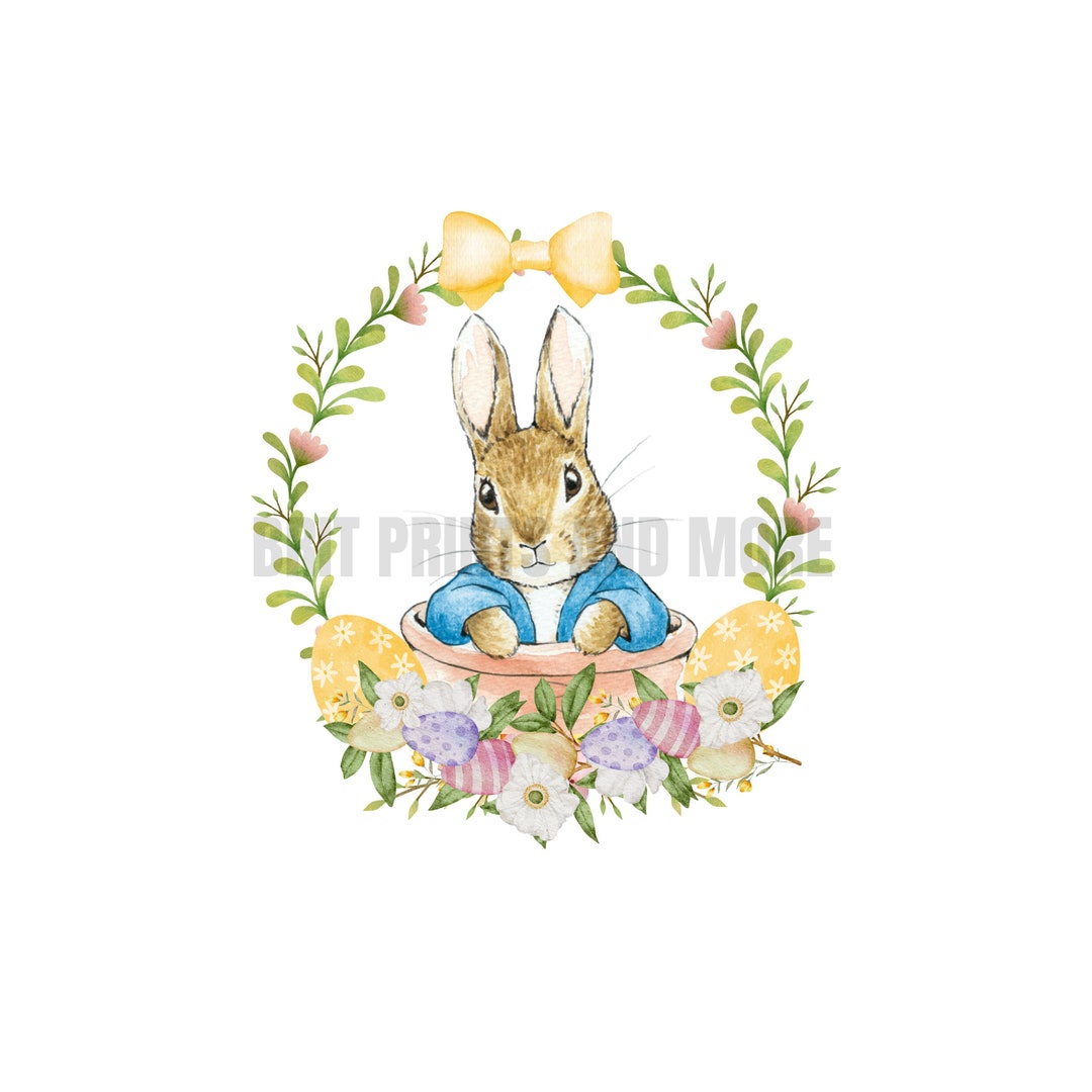 Peter Rabbit Blue Easter PNG, Blue Jacket Peter Easter Wreath Clip Art ...