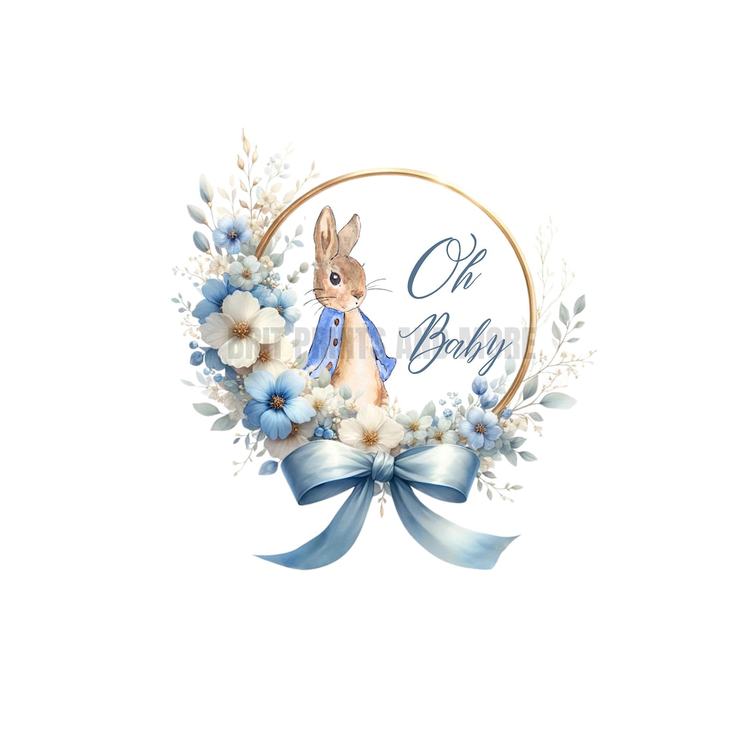 Peter Rabbit Baby Wreath PNG, Floral Clip Art (digital Download) - Etsy UK