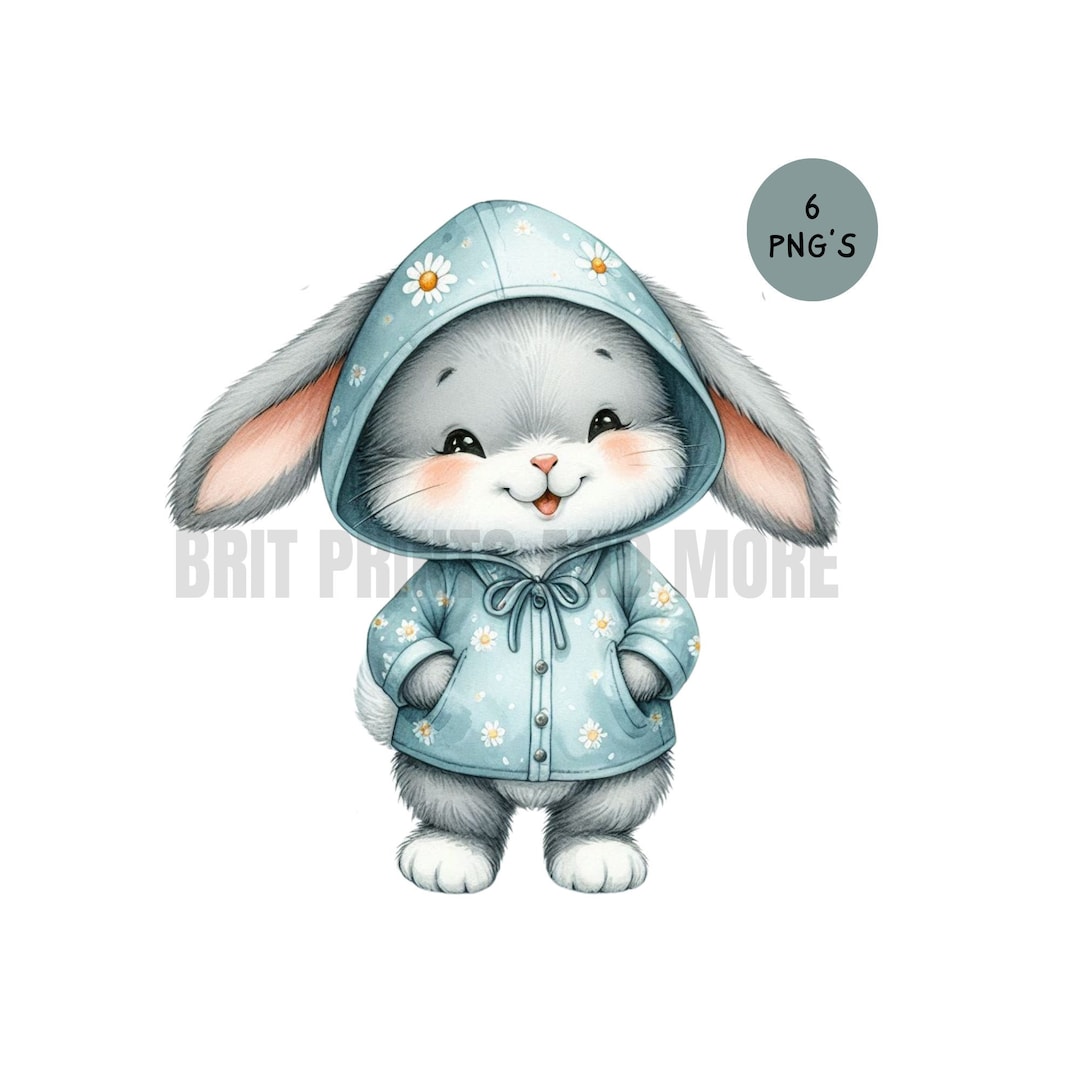 Daisy Bunny Watercolor Clipart, Rabbit PNG (digital Download) - Etsy