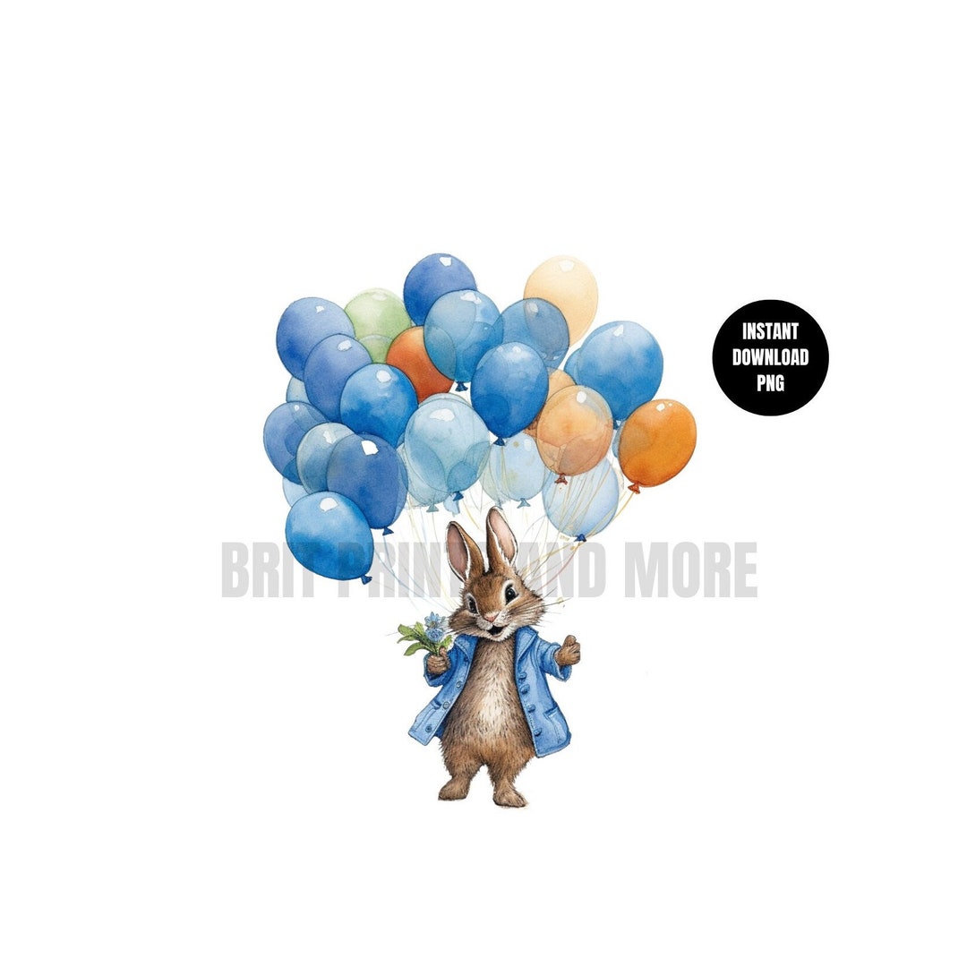 Peter Rabbit Birthday Balloons PNG, Blue Jacket Peter Rabbit Birthday ...