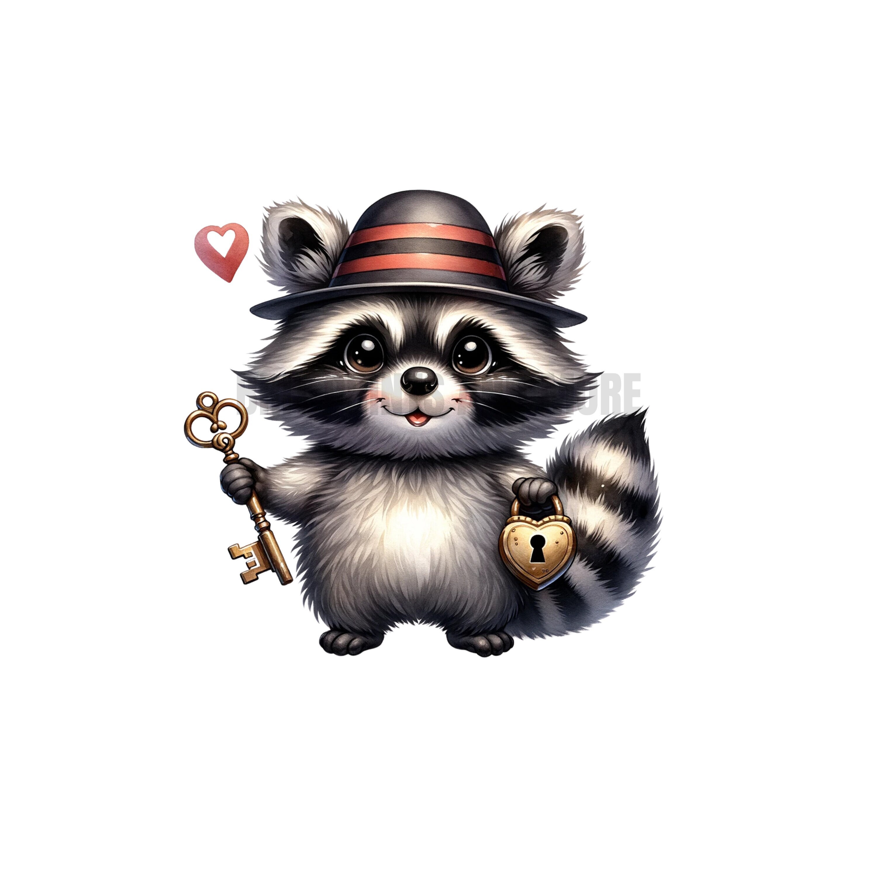 Valentine Raccoon PNG, Raccoon With Heart Clip Art, Love Heart Raccoon ...