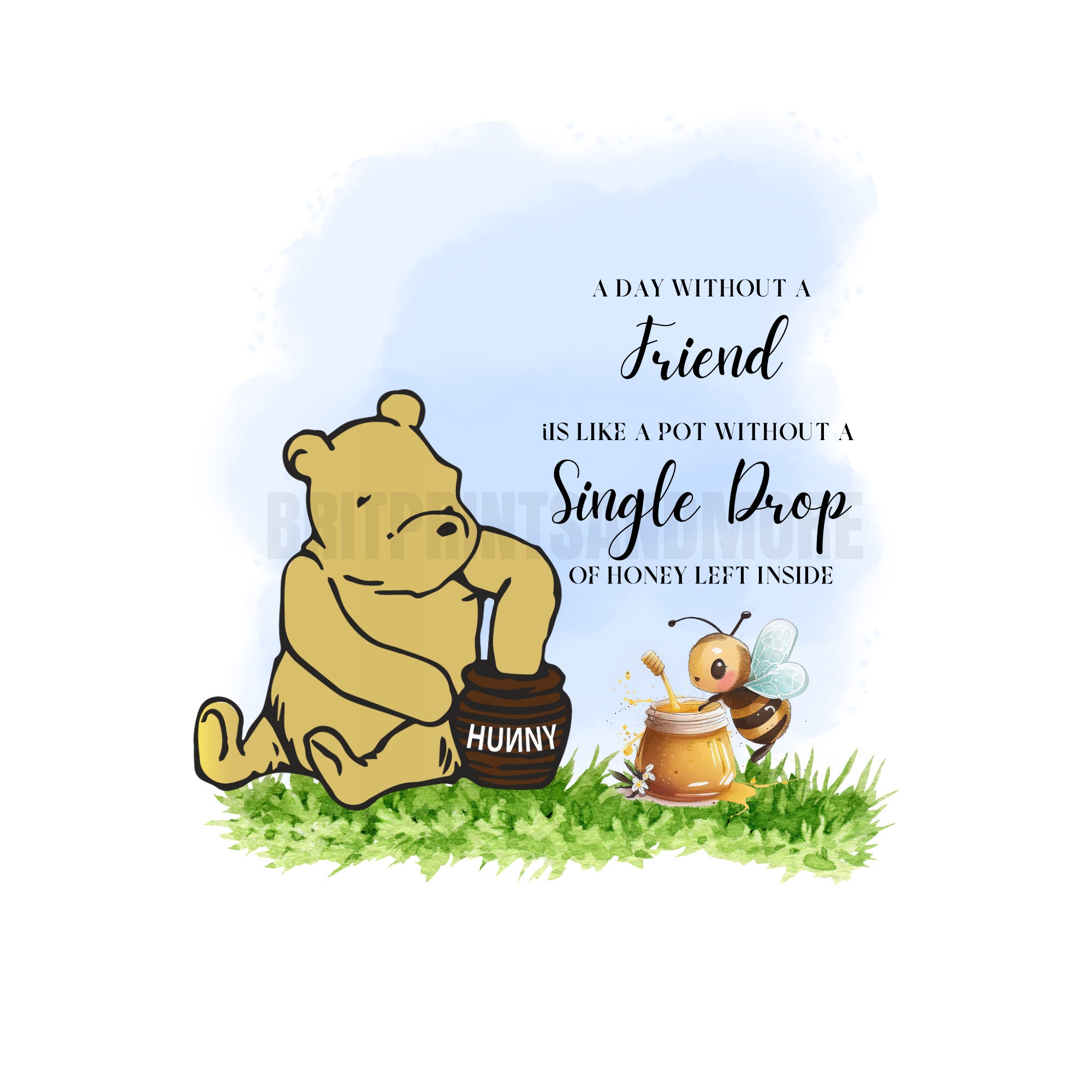Classic Winnie-the-pooh Bee Honey Watercolor PNG, Classic-pooh Friend ...