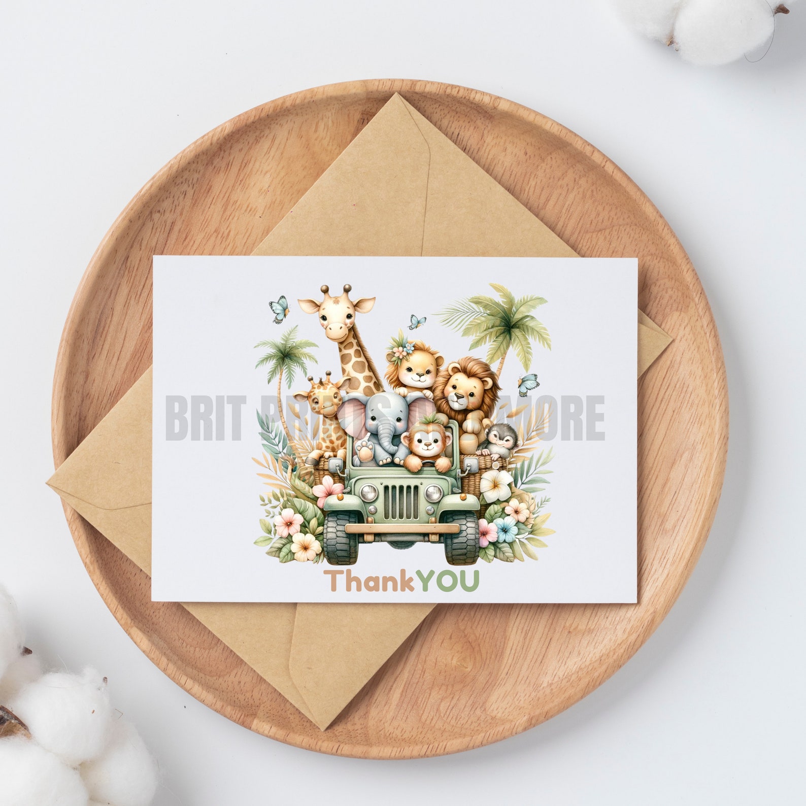 Safari Animals Thank You PNG, Birthday Safari Clip Art, Giraffe ...