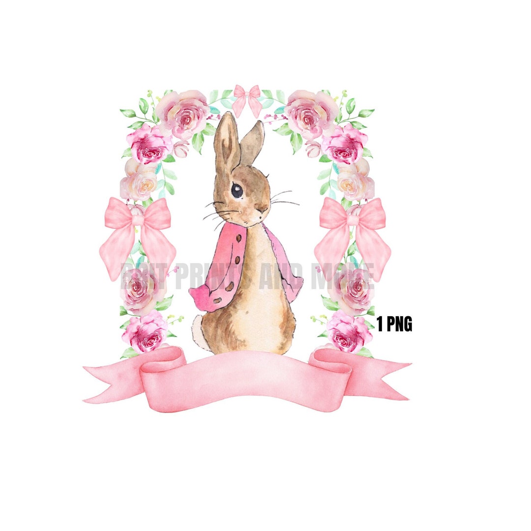 Flopsy Bunny Pink Rainbow PNG, Pink Flopsy Rabbit Clip Art, Wreath ...