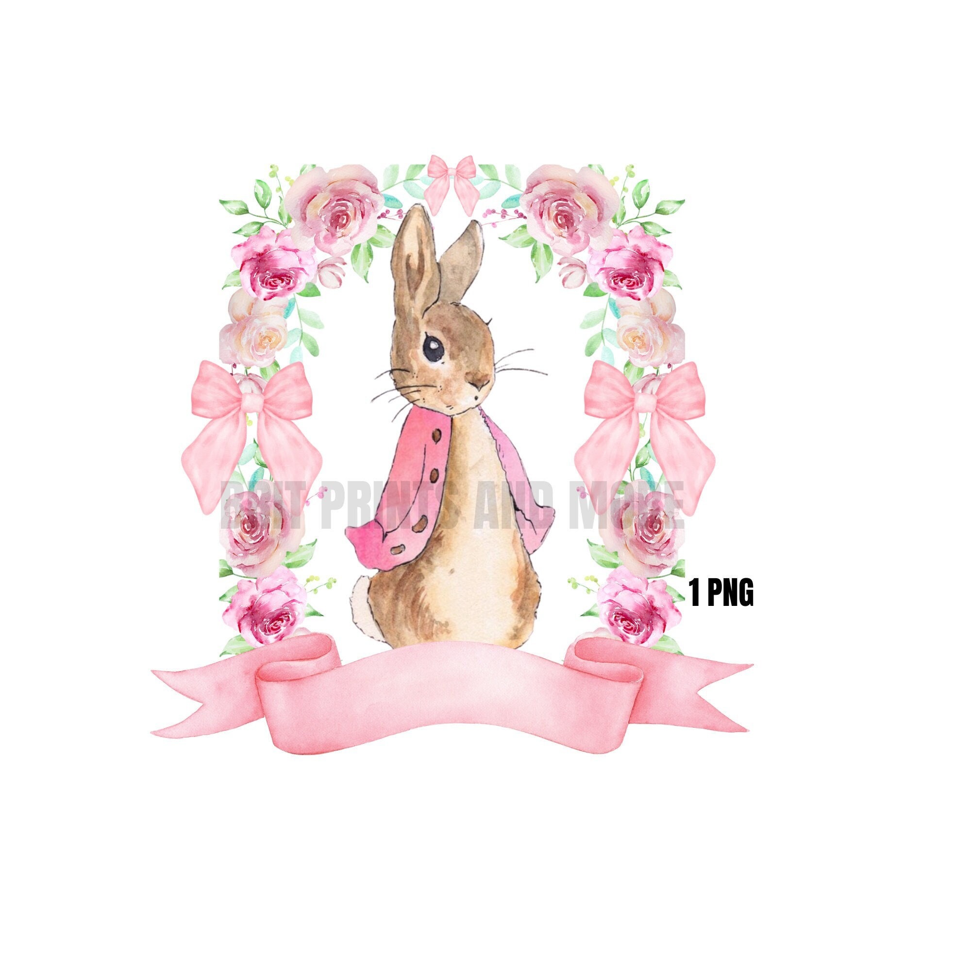 Flopsy Bunny Pink Rainbow PNG, Pink Flopsy Rabbit Clip Art, Wreath ...
