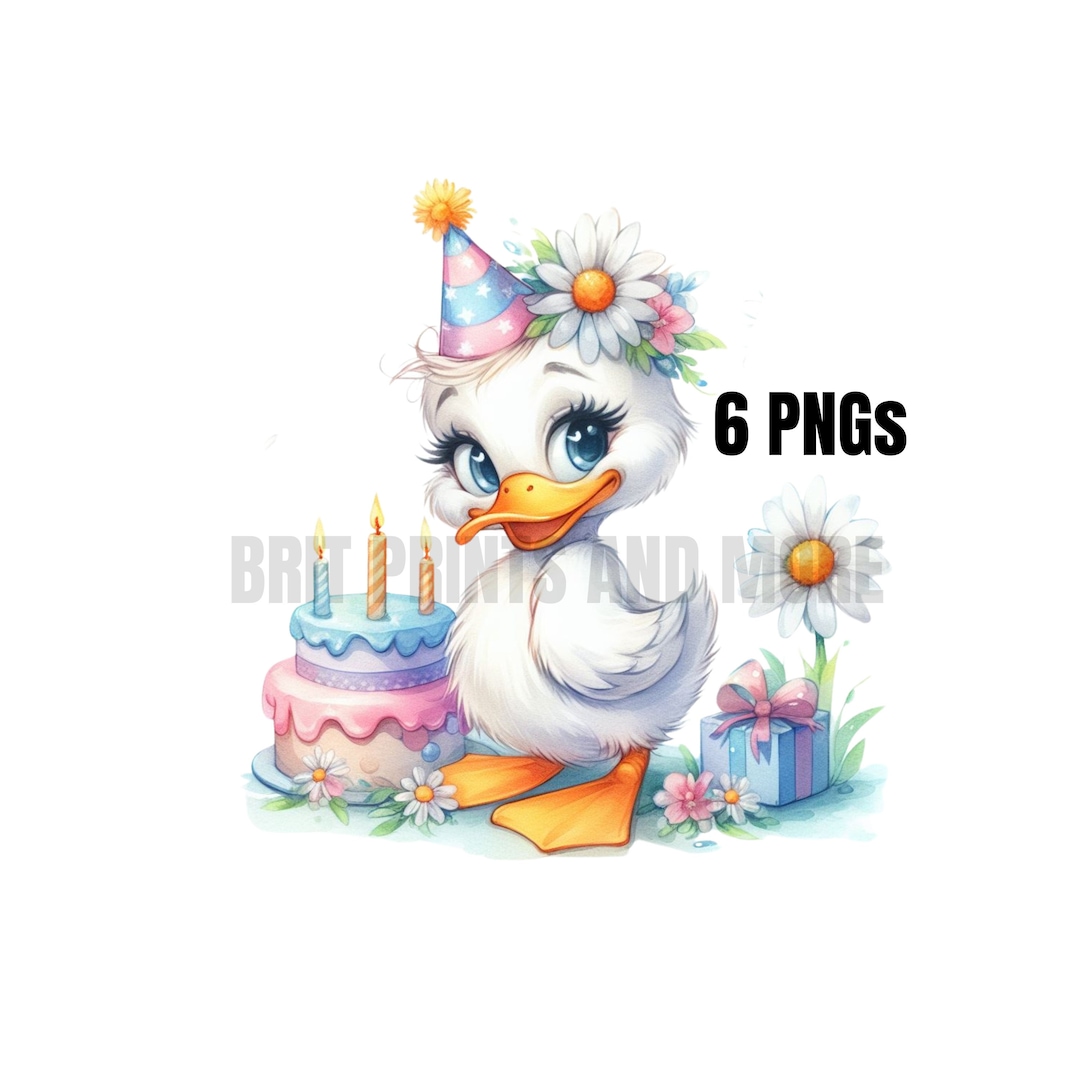 Cute Birthday Ducks 8 Pngs Birthday Cake Duck Clip Art Birthday Party Ducks Sublimation