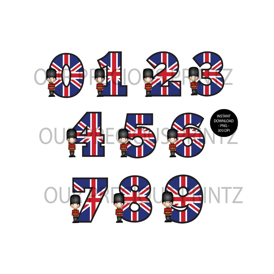 Union Jack Birthday Numbers PNG Individual British Union Jack - Etsy ...
