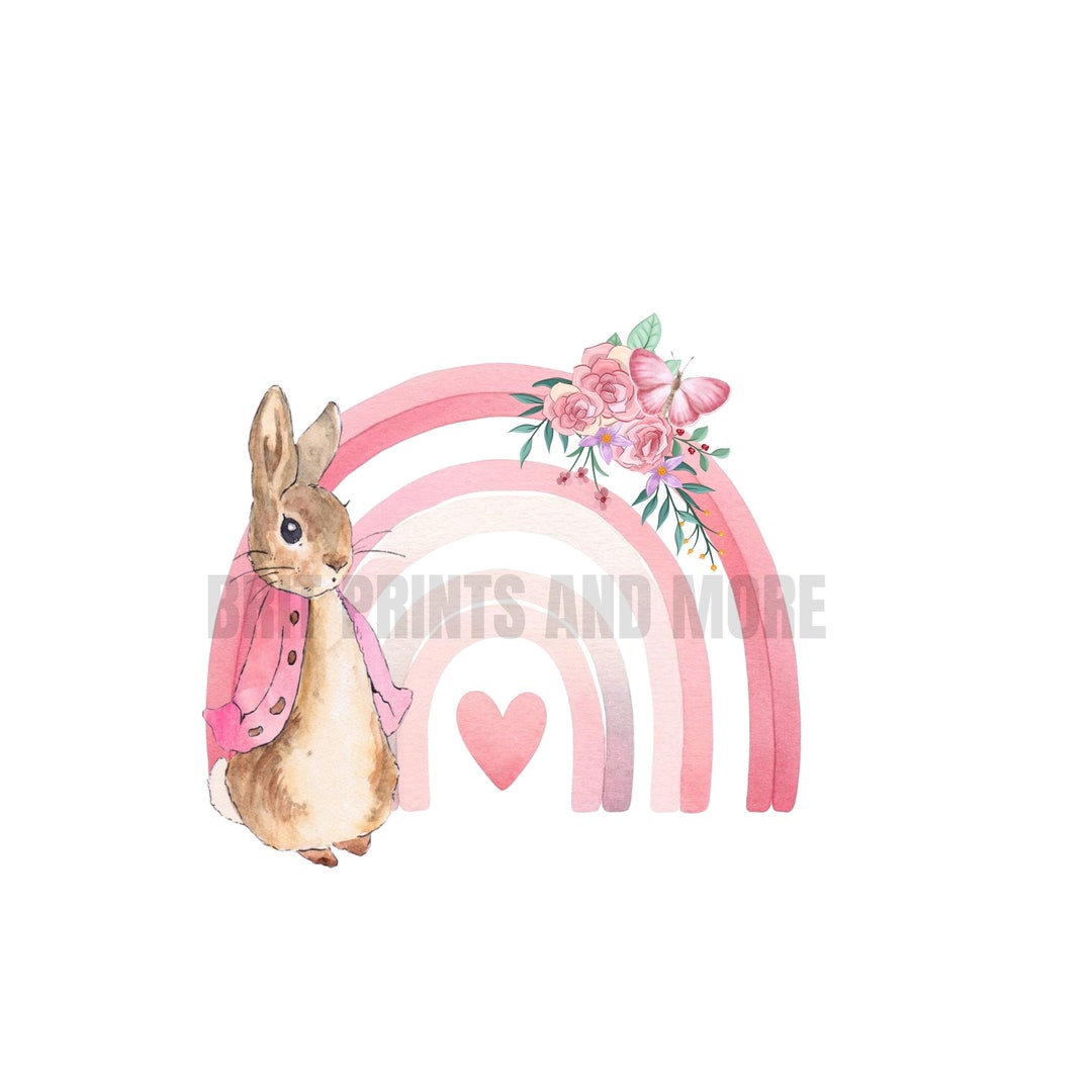 Flopsy Bunny Pink Rainbow PNG, Pink Flopsy Rabbit Clip Art, Wreath ...