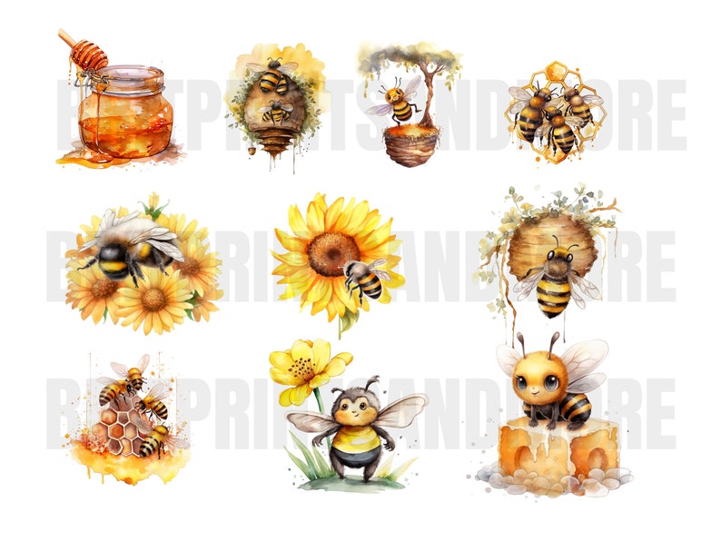 Honey Bees PNG, Bee Hive Clip Art, Cute Bee Bundles Sublimation ...