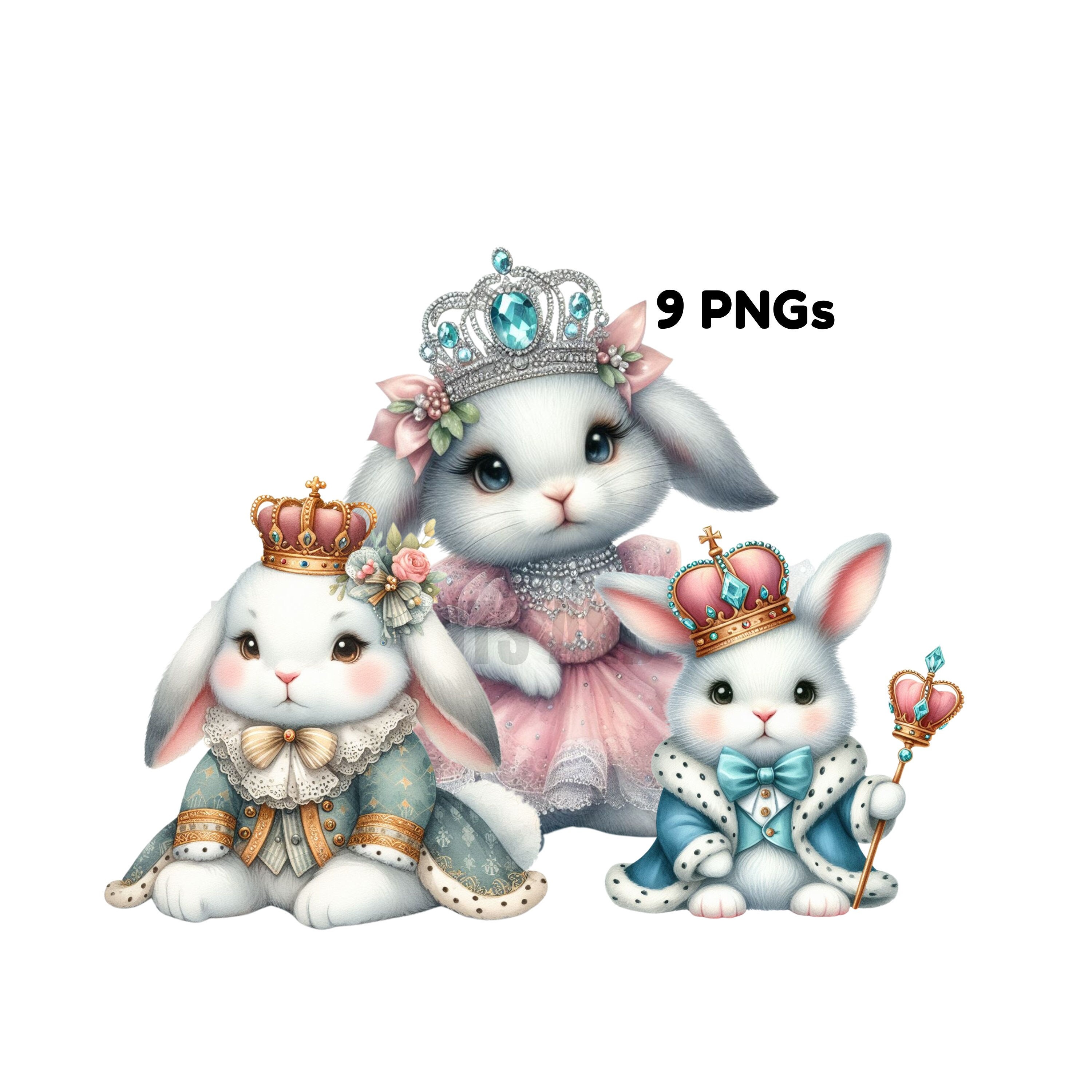 Royal Bunnies PNG, Princess Rabbits Clip Art, King and Queen Bunnies ...