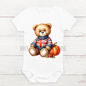British Union Jack Autumn Fall Teddies PNG, British Pumpkin Teddy Bear ...