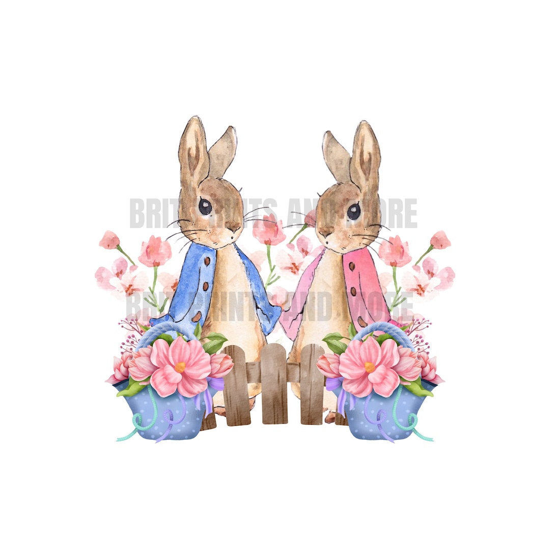 Peter Rabbit Flopsy Bunny Garden PNG, Cute Peter Rabbit Flowers Clip ...