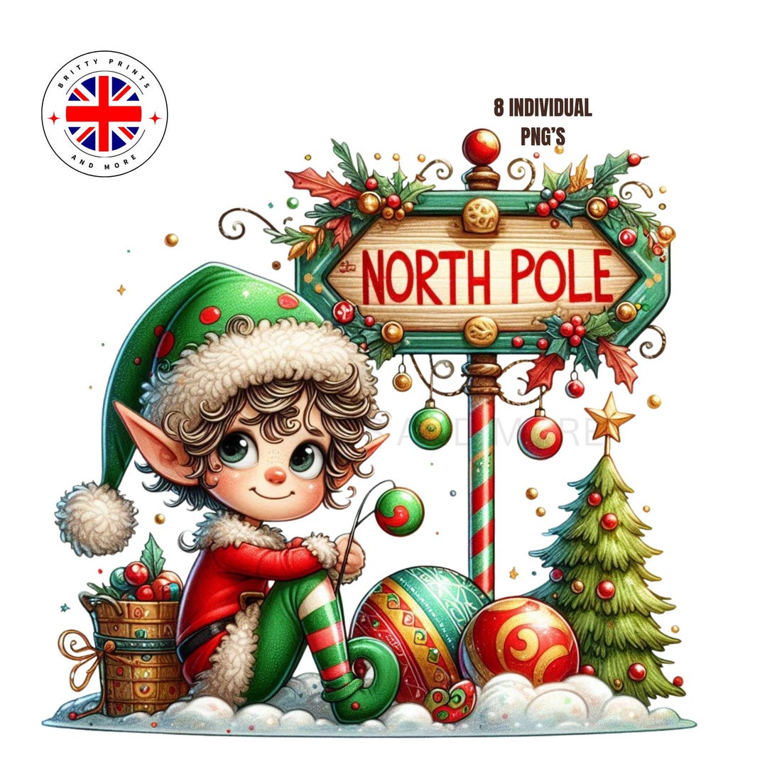 Christmas Elf PNG Clipart: Quirky North Pole Design (digital Download, Commercial Use) - Etsy UK