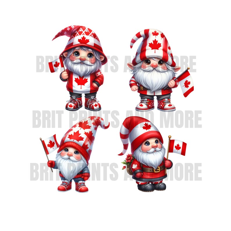Set of 4 Canada Flag Gnomes PNG, Canadian Gnome Clip Art, Canada Day ...