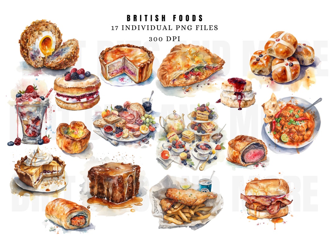 British Foods PNG, British Traditional Food Clip Art, British Food, Set ...